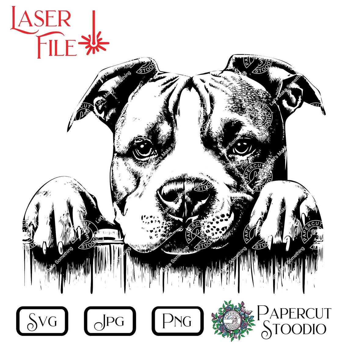 Laser Engrave File, Pitbull Dog Peek SVG, DIY Door Hanger Dog Fence ...