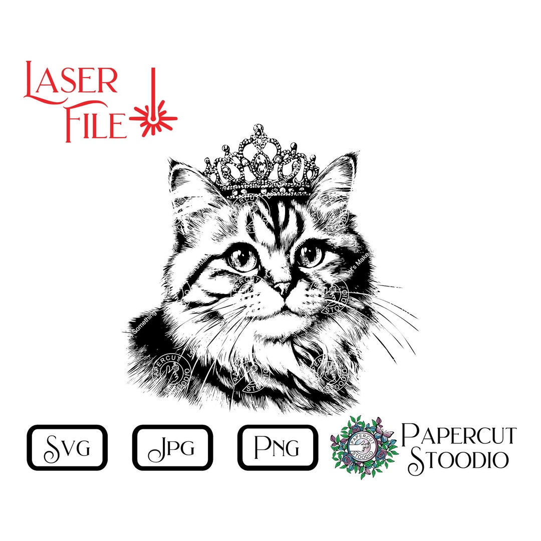 Tiara Cat 1 SVG, for Laser Engrave Wood Signs Cutting Boards Welcome ...