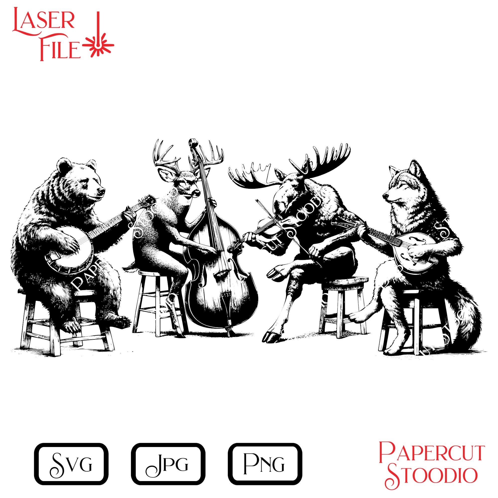 Bluegrass Animals Laser Engrave File, Lake Cabin Decor (SVG, PNG, JPG ...