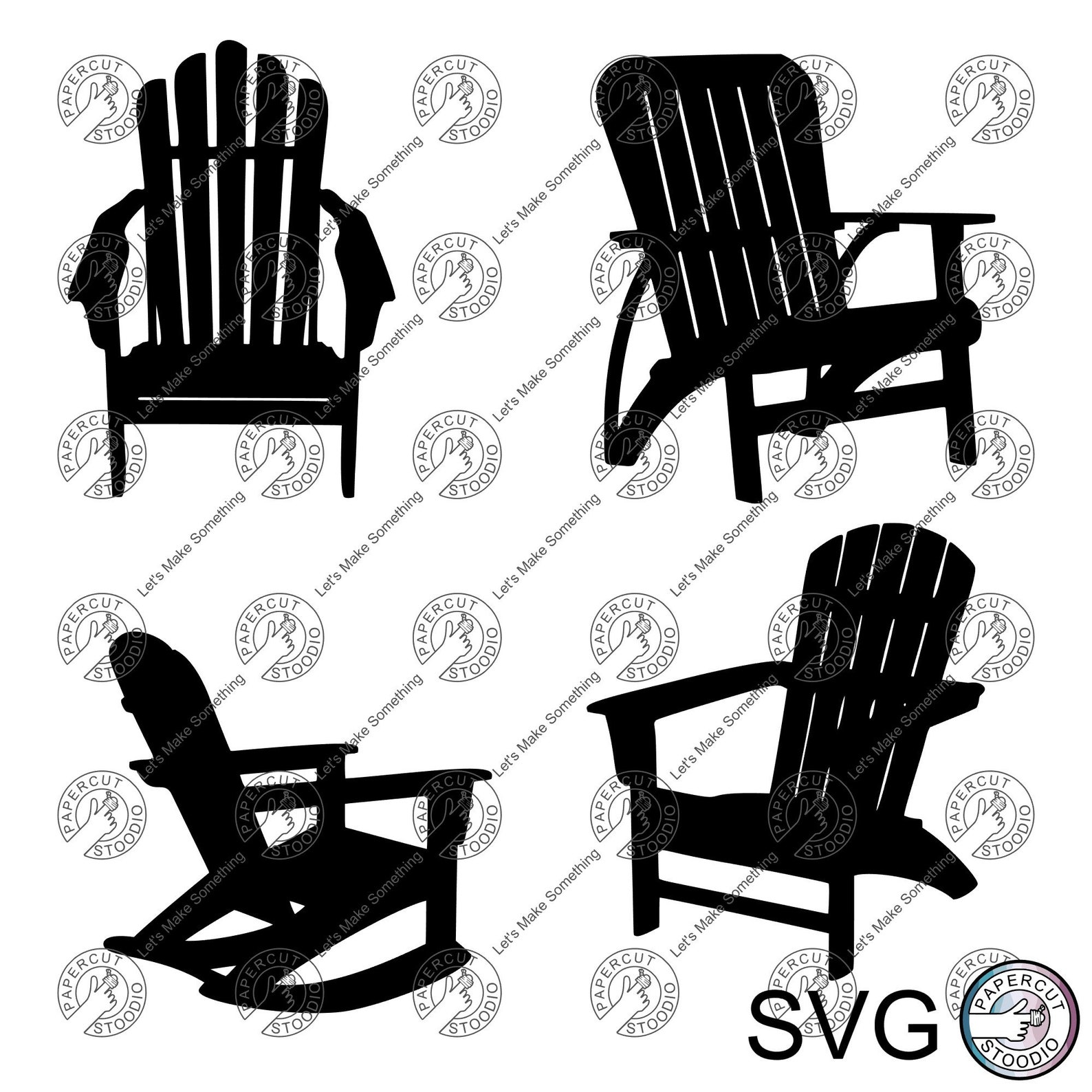 Adirondack Chair Bundle SVG, Chair SVG Cricut Silhouette Lake Beach ...