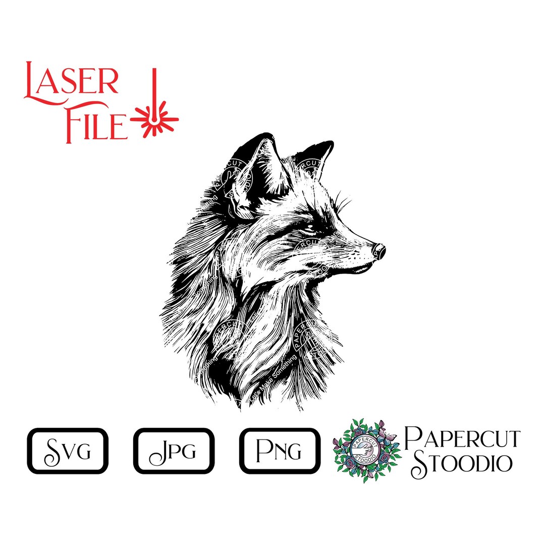 Laser Engrave File Fox Head SVG, Lightburn Glowforge to Make Signs ...