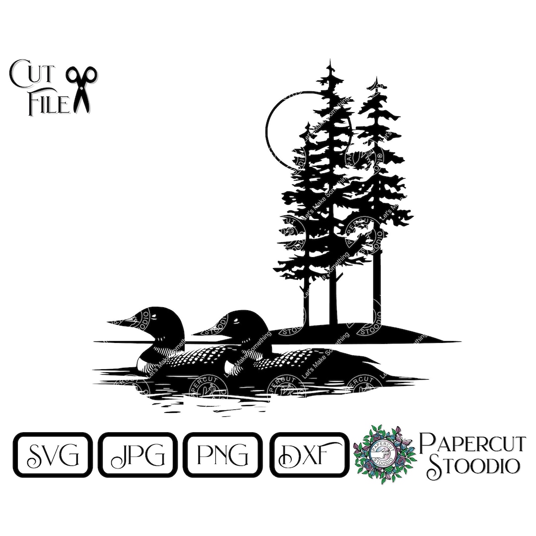 Lake Loons, Svg Png Jpg DXF Nature Wilderness Forest for DIY Laser ...