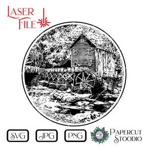Laser Engrave File Glade Creek Mill Svg, Watermill for Charcuterie ...