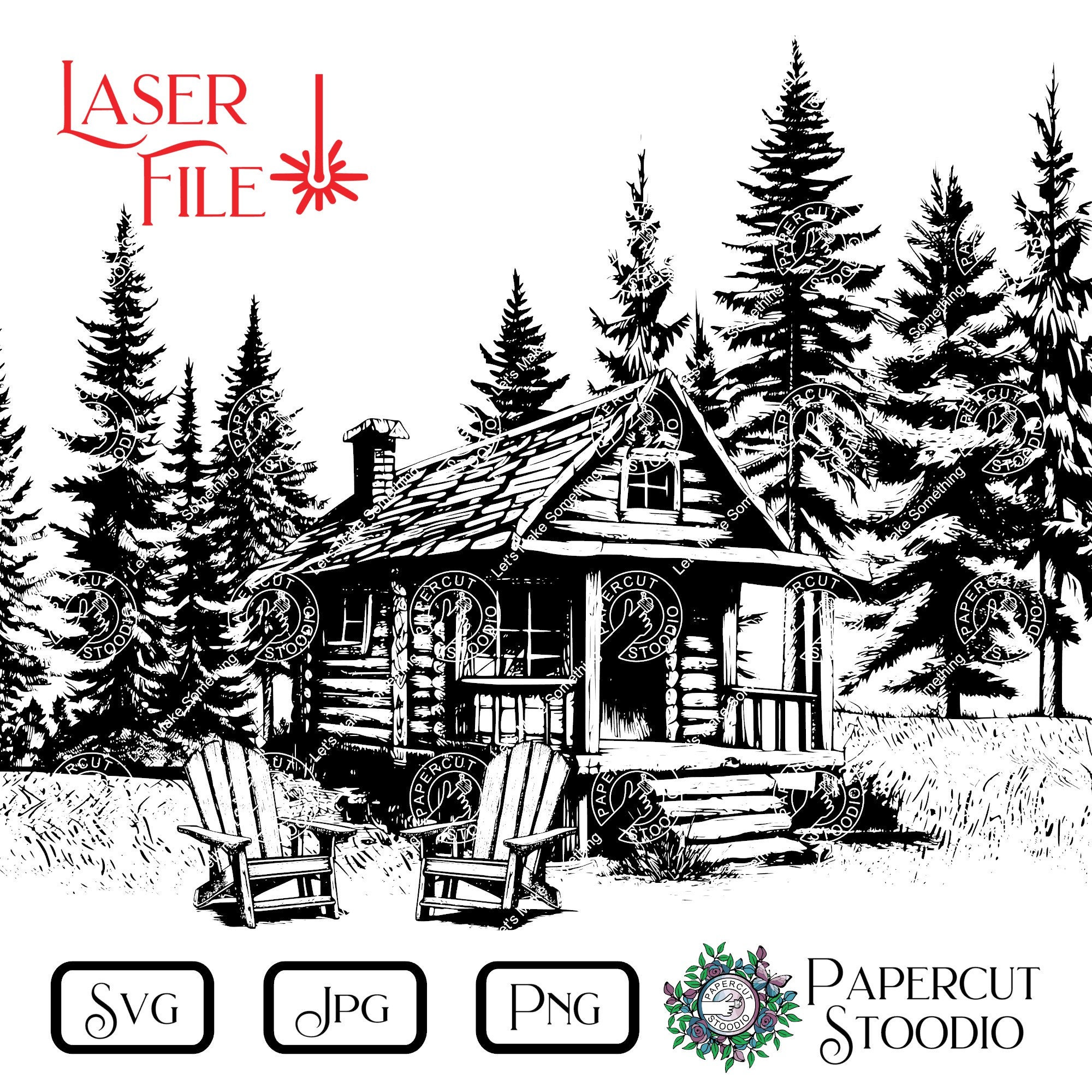 Laser Engrave File Cabin Adirondack SVG Lightburn Glowforge - Etsy Canada