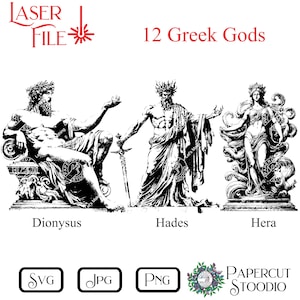 Laser Engrave File, Greek Gods SVG, Zeus, Aphrodite, Poseidon, Athena ...