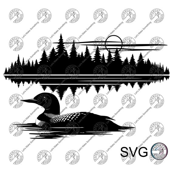 Lake Loon Scene Svg Lake and Forest Scene Svg Files for DIY - Etsy