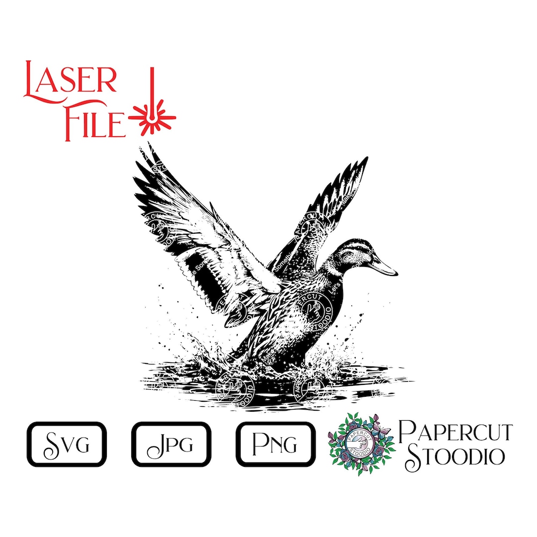 Laser Engrave File, Duck in Water SVG, Lightburn Glowforge Wood Burn ...