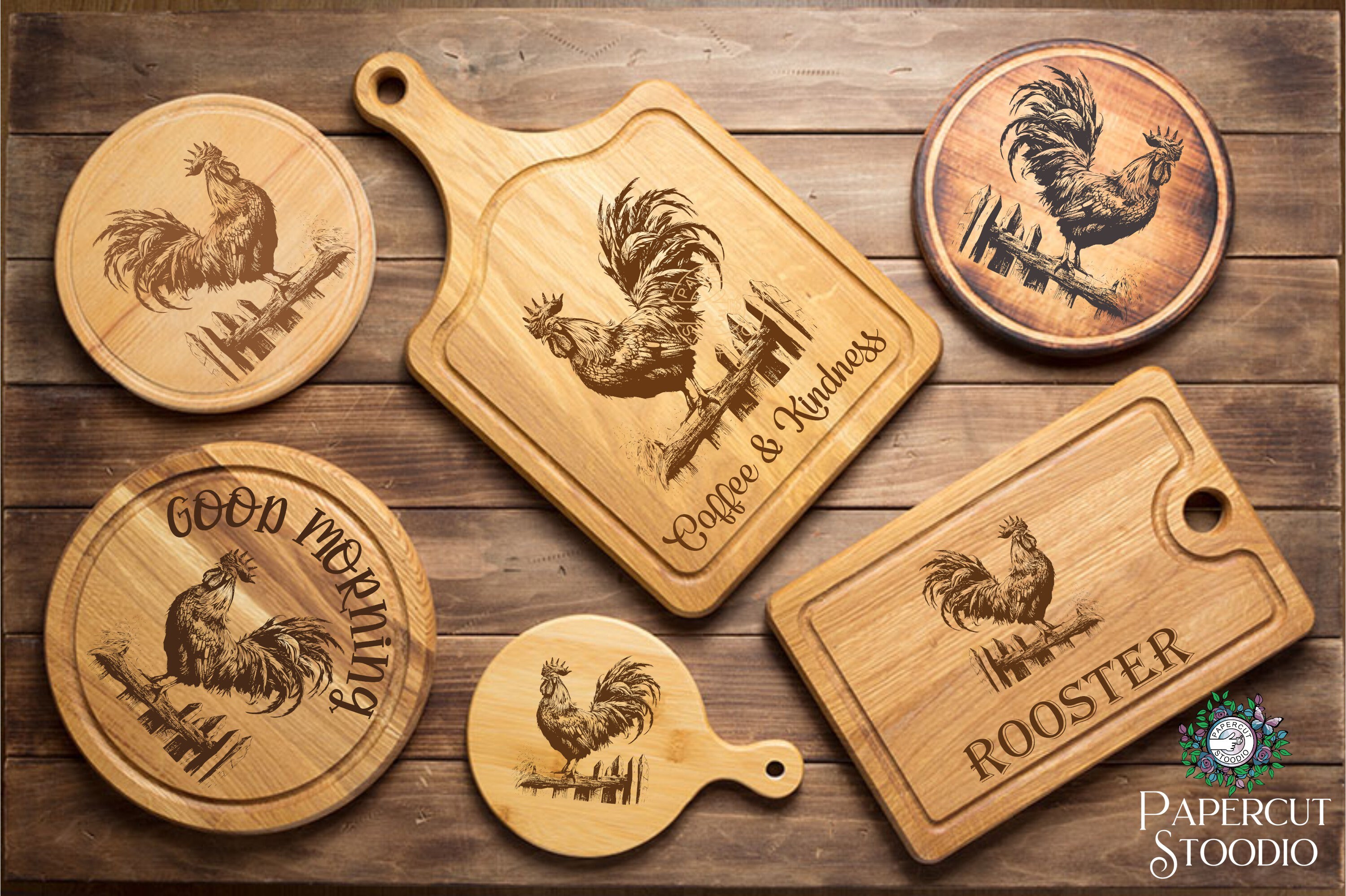Laser Engrave File, Rooster SVG, Chicken Country Lightburn Glowforge ...