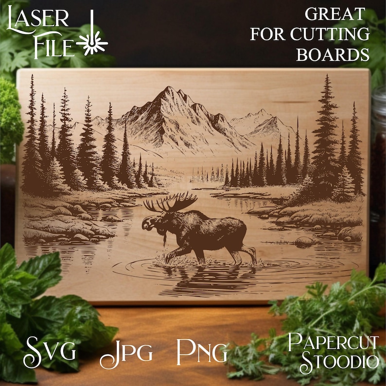 Moose Crossing Laser Engrave File, SVG PNG JPG, Cabin Lodge Decor ...