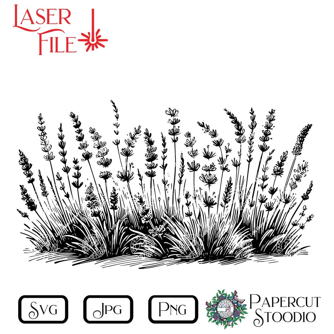 Lavender Flower Patch Laser Engrave File, Wood Sign SVG PNG JPG ...
