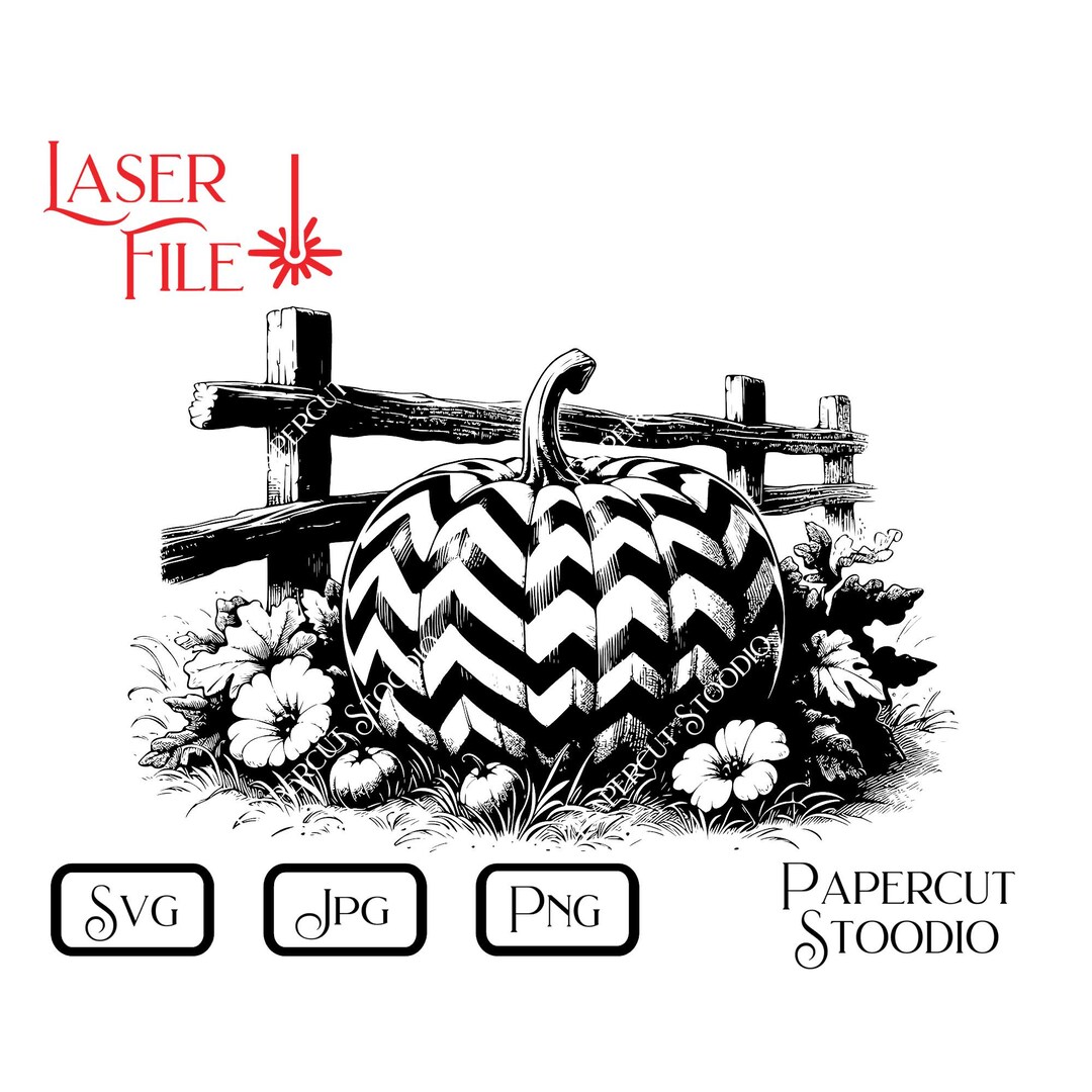 Chevron Pumpkin Laser Engrave File, Farmhouse Decor SVG PNG JPG ...