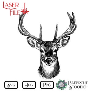 Laser Engrave File, White Tail Deer Deer SVG, Lightburn Glowforge Signs ...