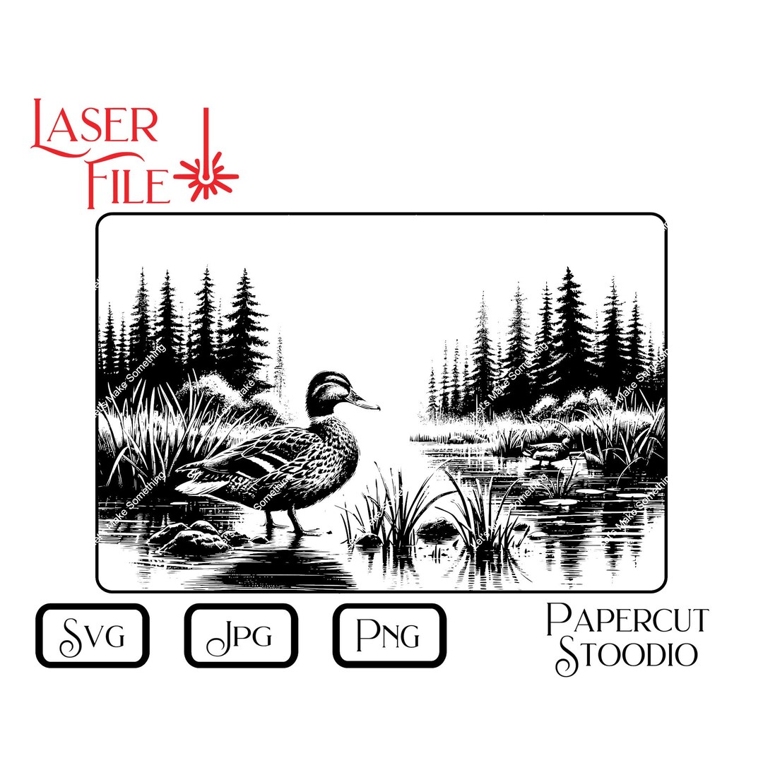 Laser Engrave File, Forest Duck Svg, Lightburn Glowforge Digital ...