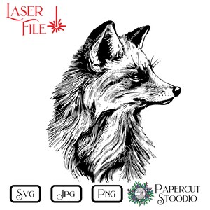 Laser Engrave File Fox Head SVG, Lightburn Glowforge to Make Signs ...