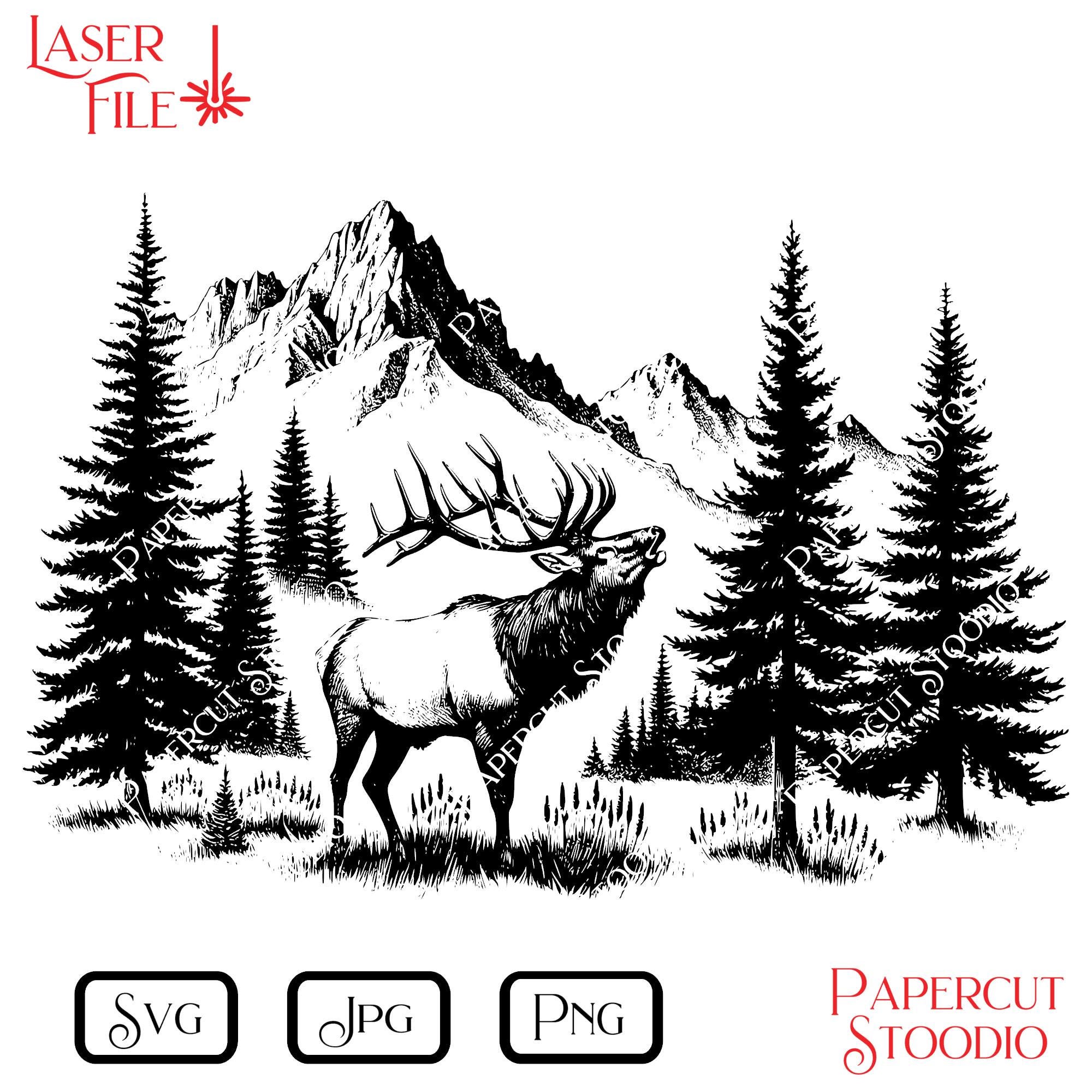 Laser Engrave File, Bugling Elk 2 Svg, Wildlife, Laser Engraving ...
