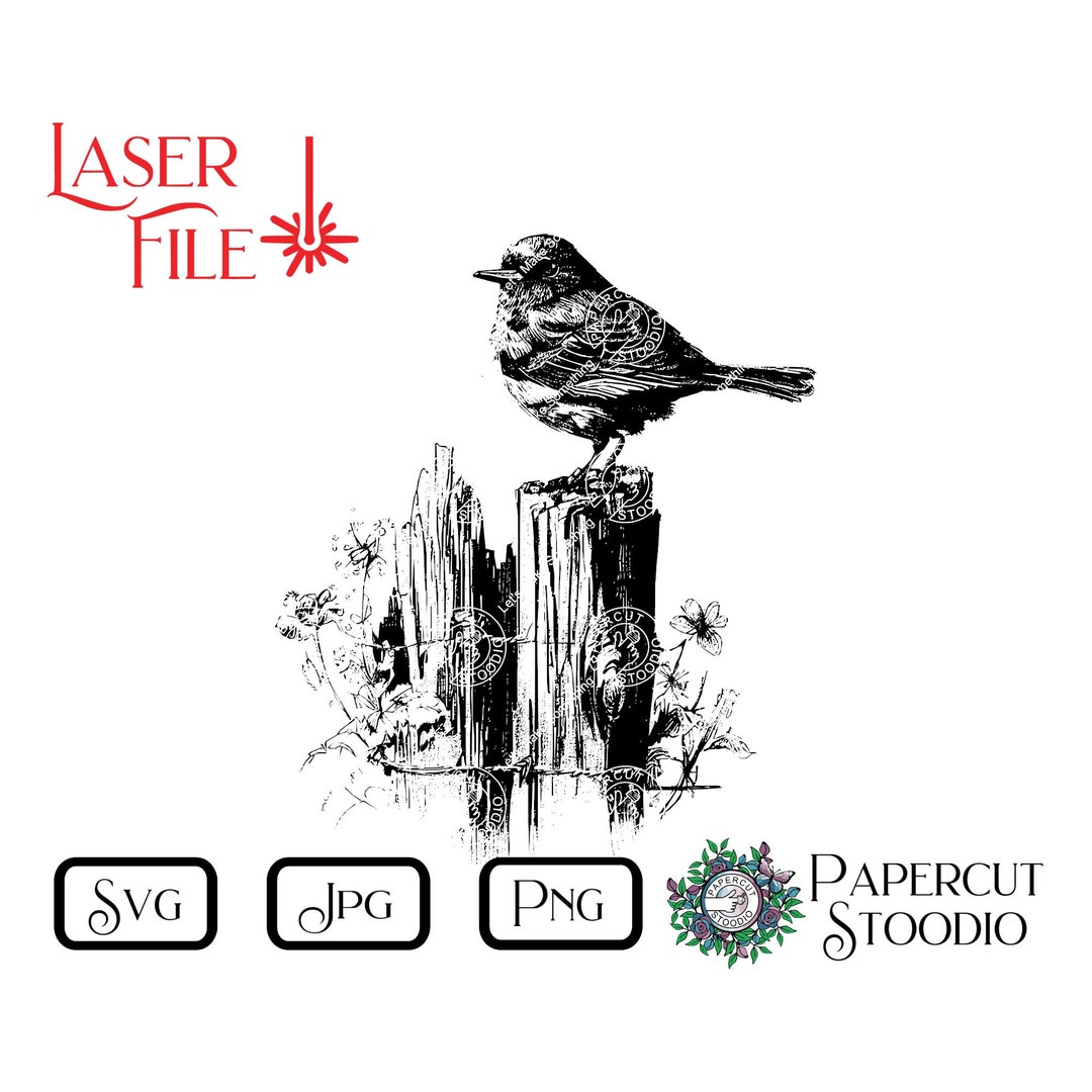Laser Engrave File Robin SVG, Lightburn Glowforge to Make Signs Cutting ...