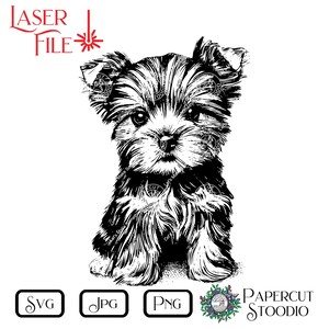 Yorkie Puppy SVG, for Laser Engrave Shirt Design Welcome Sign Mug & Cup ...