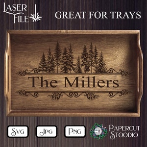 Laser Engrave File Pine Monogram SVG, Lightburn Glowforge Wood Burn ...