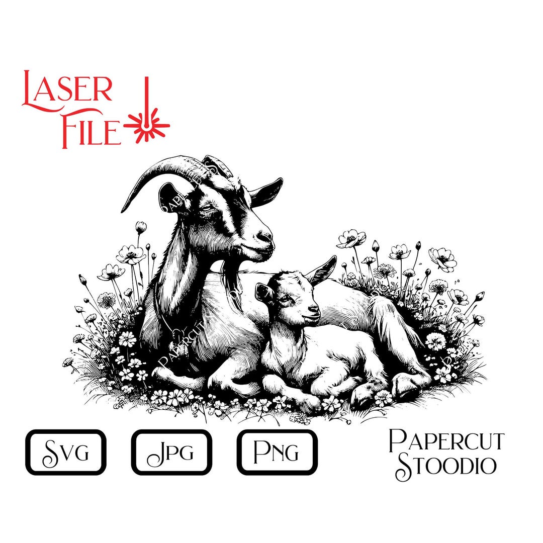 Laser Engrave File, Goat With Kid Svg, Digital Download Farm ...