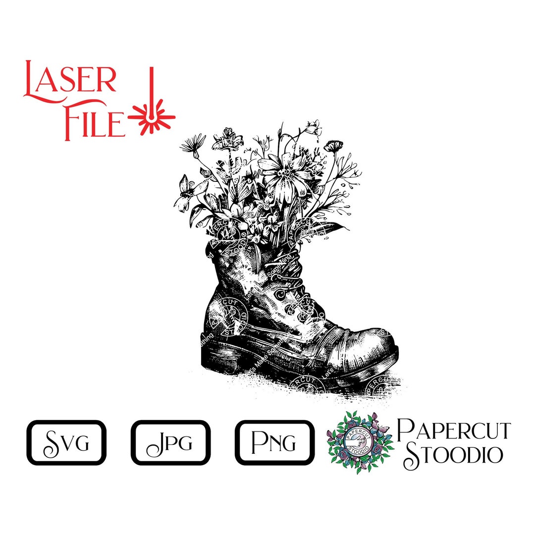 Floral Garden Boot SVG, Laser Engraving File (digital Download) - Etsy