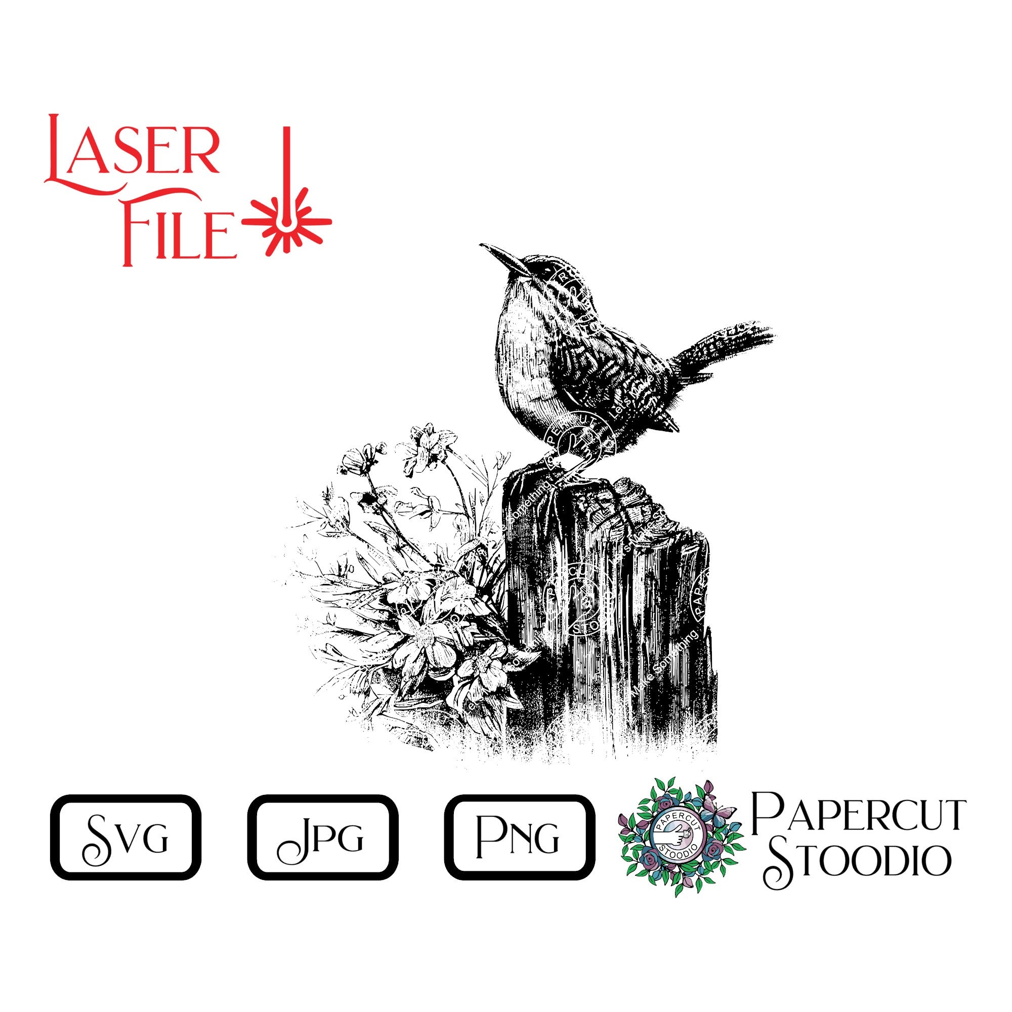 Laser Engrave File Wren SVG Lightburn Glowforge to Make Signs - Etsy