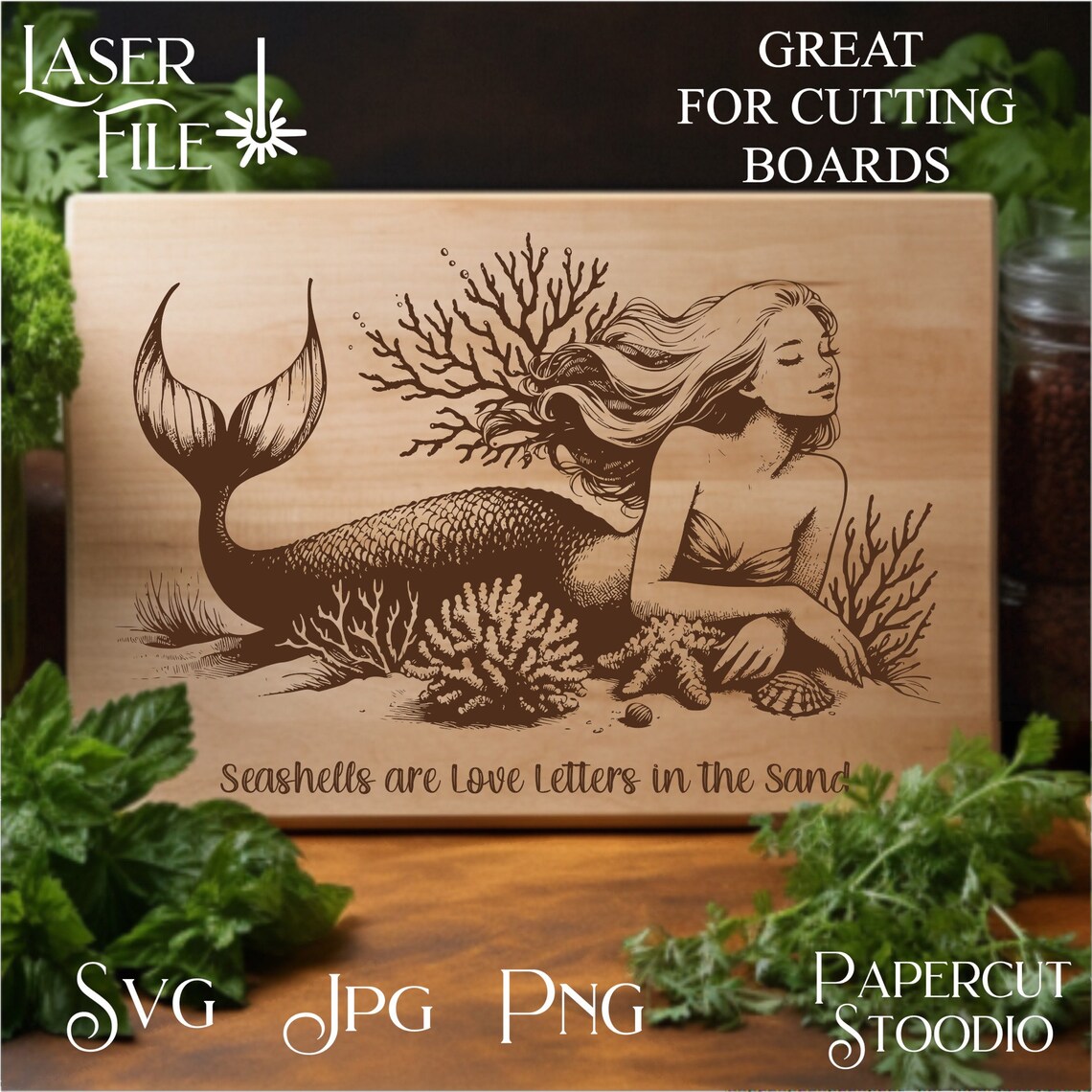 Laser Engrave File, Mermaid SVG, Lightburn Glowforge for Signs Cutting ...