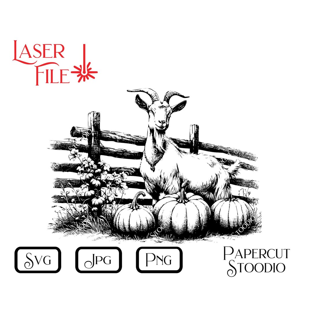 Laser Engrave File, Goat With Pumpkins Svg, Digital Download Farm ...