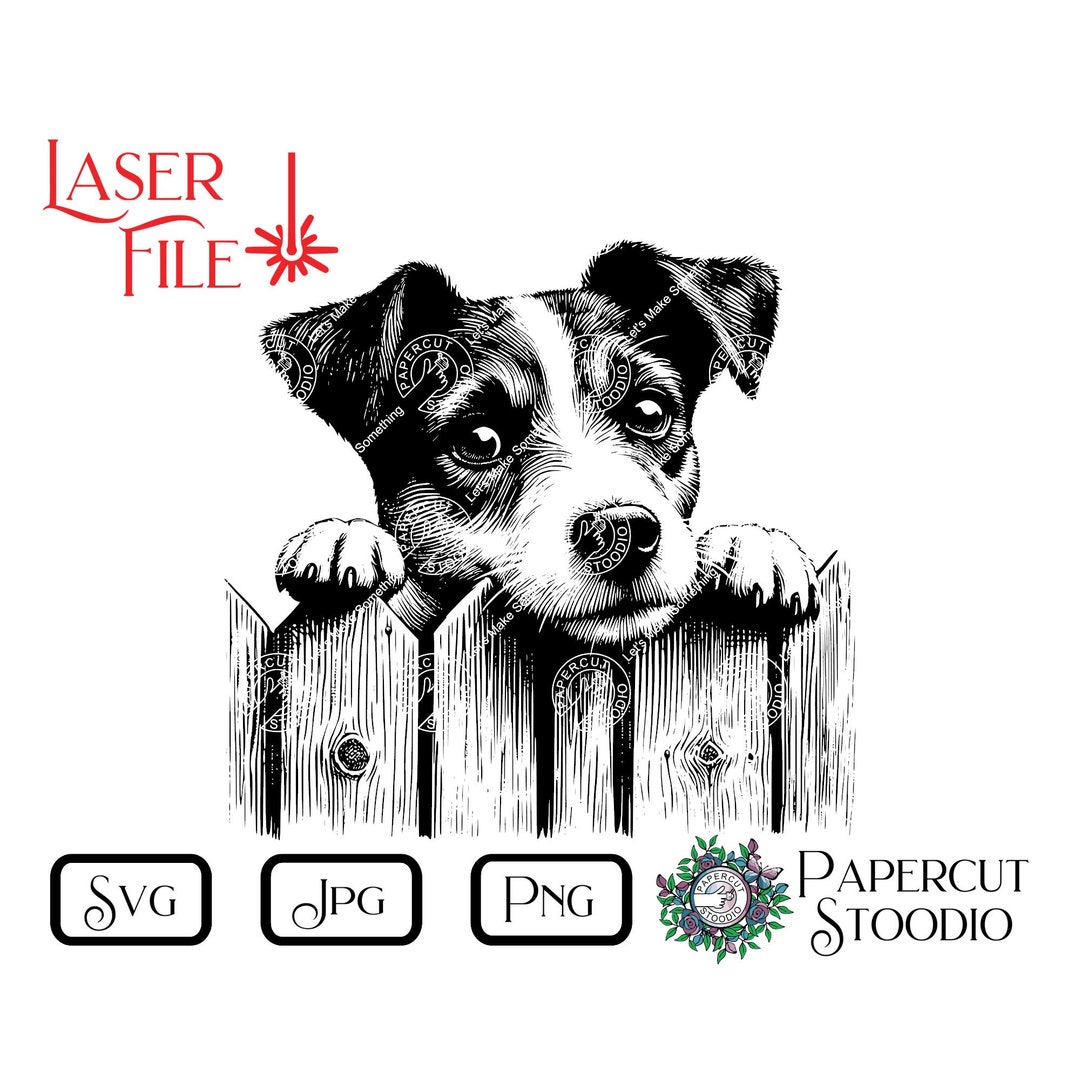 Laser Engrave File, Jack Russell Dog Breed Dog Peek SVG, DIY Dog Fence ...
