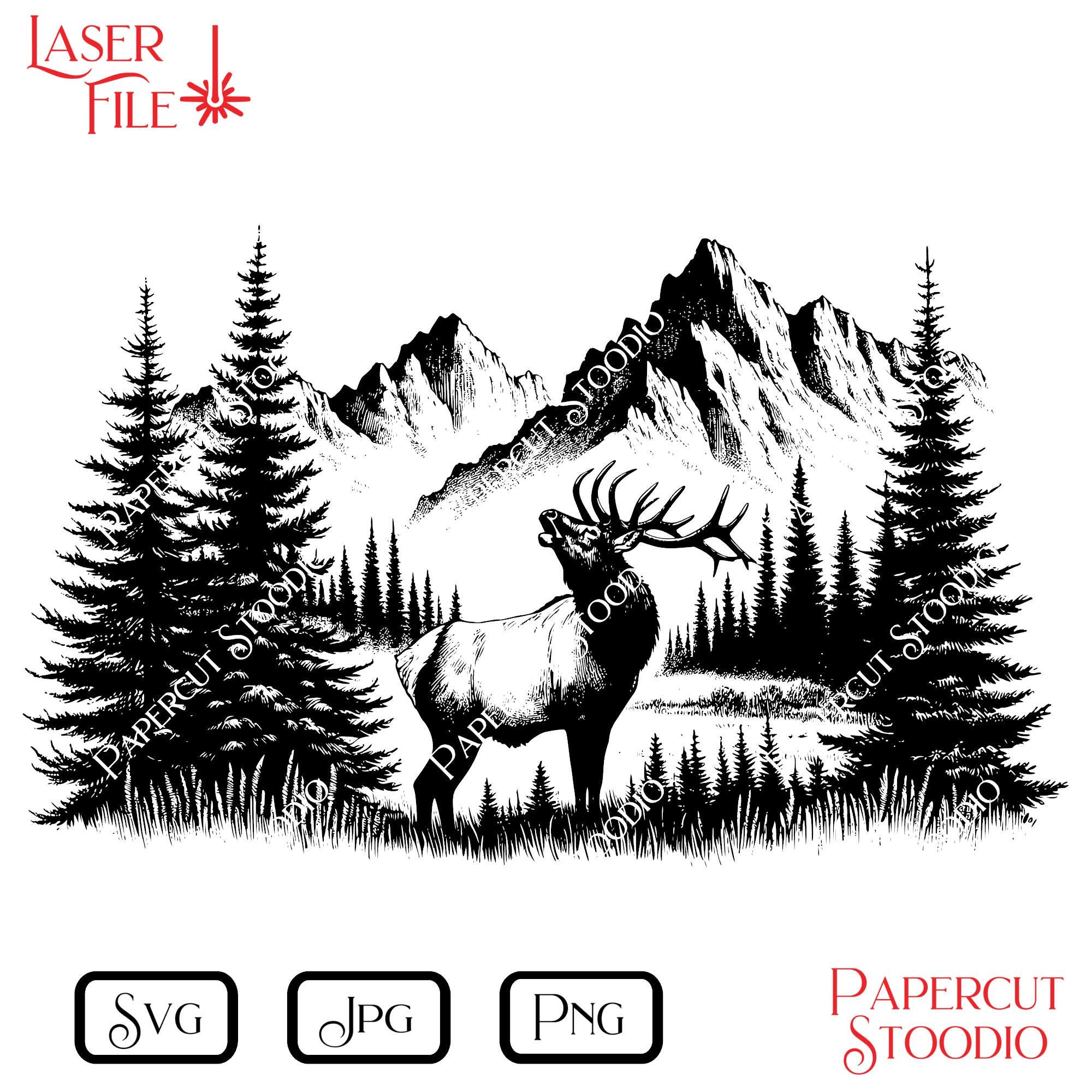 Laser Engrave File, Bugling Elk Svg, Wildlife, Laser Engraving Digital ...