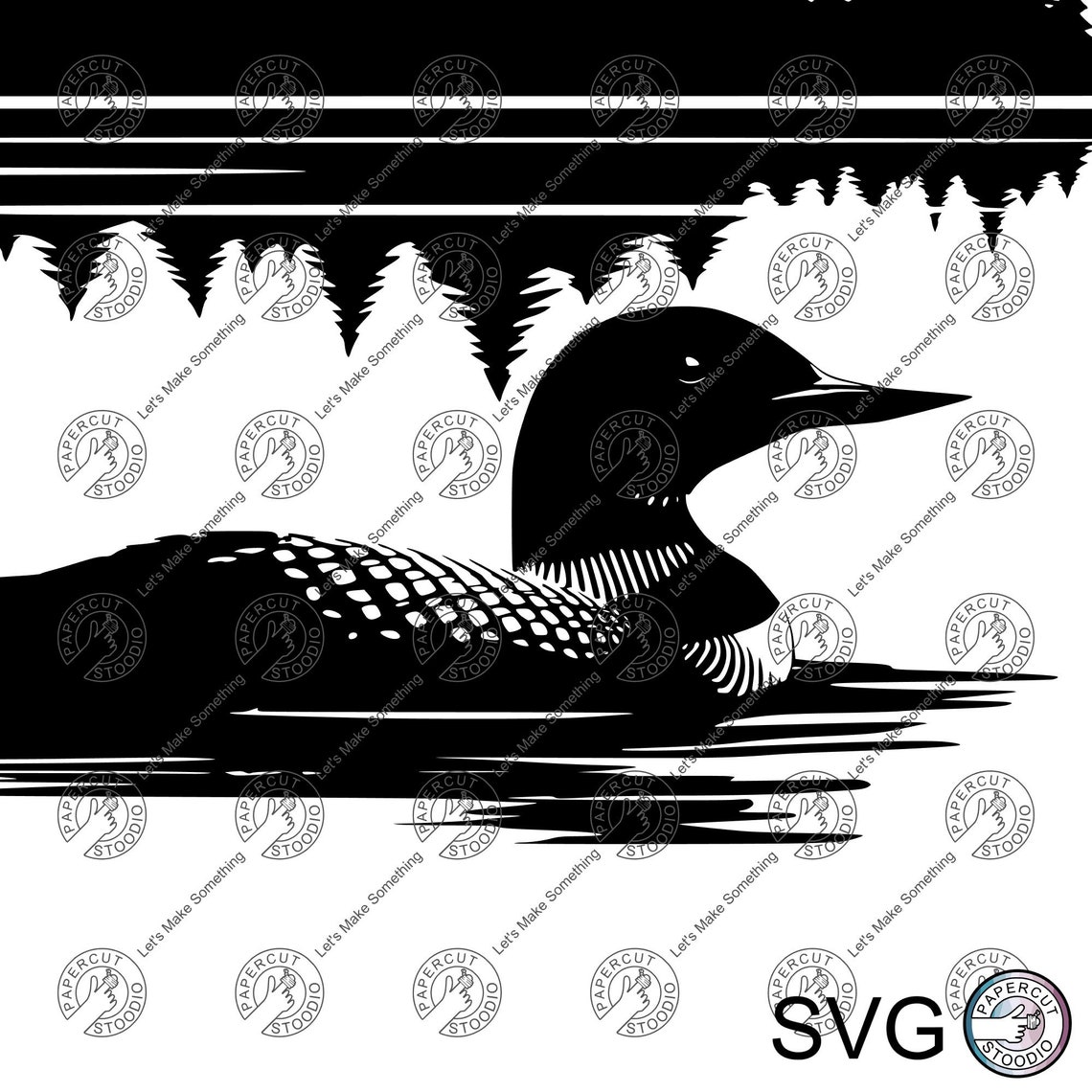 Lake Loon Scene Svg Lake and Forest Scene Svg Files for DIY - Etsy
