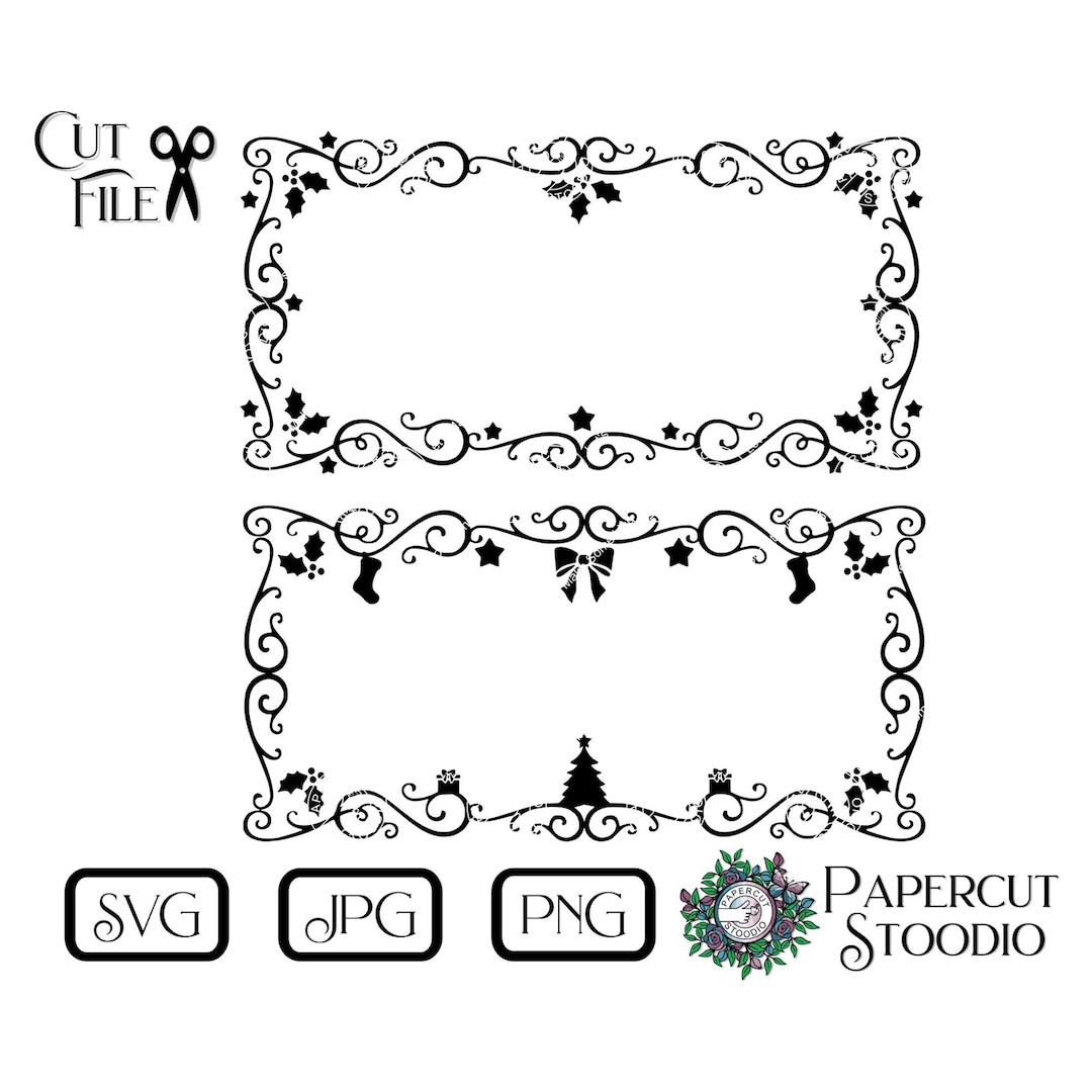Christmas Border Svg, for Cricut Laser Engrave DIY Wood Sign Frame ...