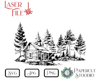 Cabin by the Lake Svg, Png Jpg Forest Mountain Laser Engrave Files for ...