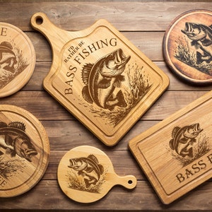 Laser Engrave File, Bass Fish SVG, Lightburn Glowforge Signs Cutting ...