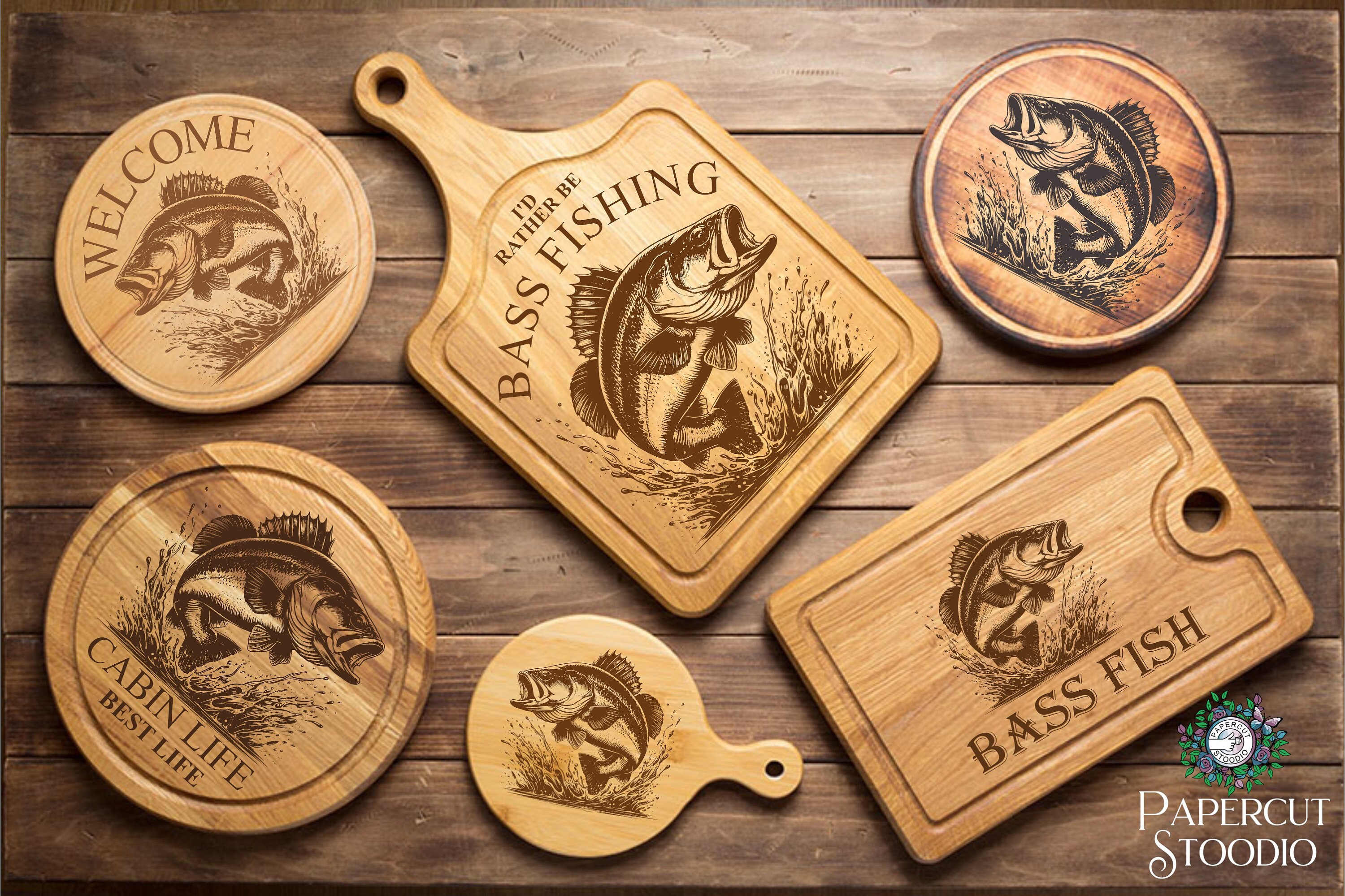 Laser Engrave File, Bass Fish SVG, Lightburn Glowforge Signs Cutting ...
