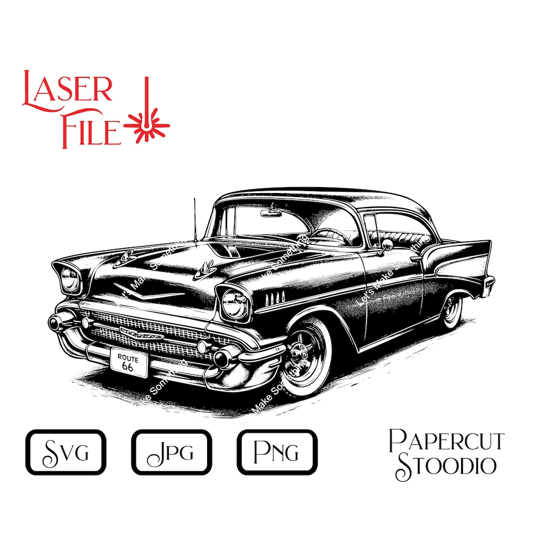 Laser Engrave File, Vintage Car 1 SVG, Lightburn Glowforge Download for ...