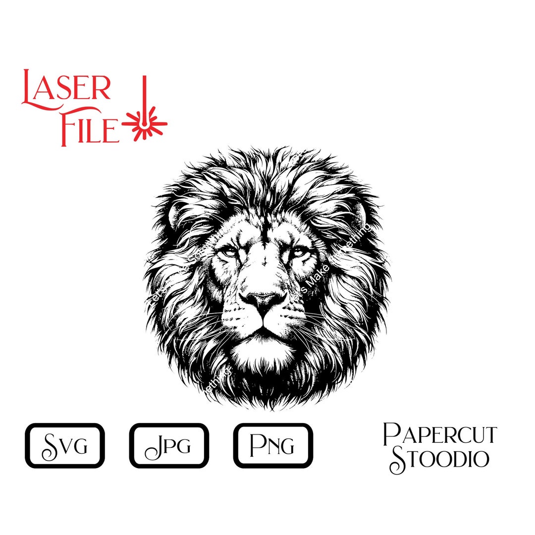 Laser Engrave File, Lion Head SVG, Laser File Lightburn Glowforge ...