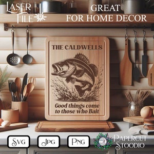 Laser Engrave File, Bass Fish SVG, Lightburn Glowforge Signs Cutting ...