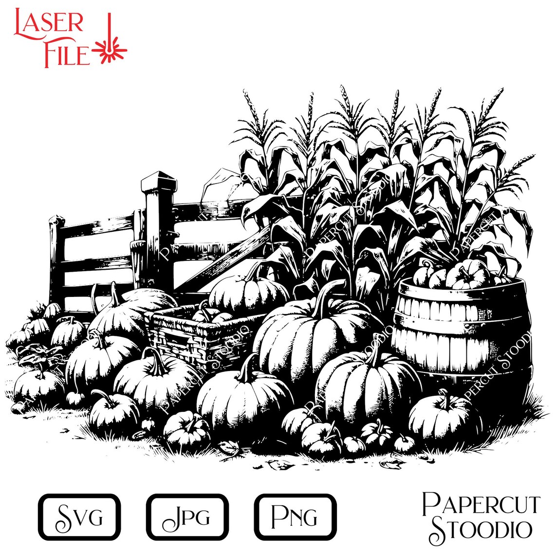 Fall Harvest Laser Engrave File, Pumpkin SVG, Farmhouse Decor (digital ...