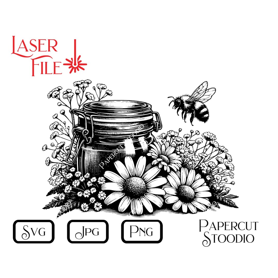 Laser Engrave File, Jar Honey SVG, Lightburn Glowforge Cutting Board ...