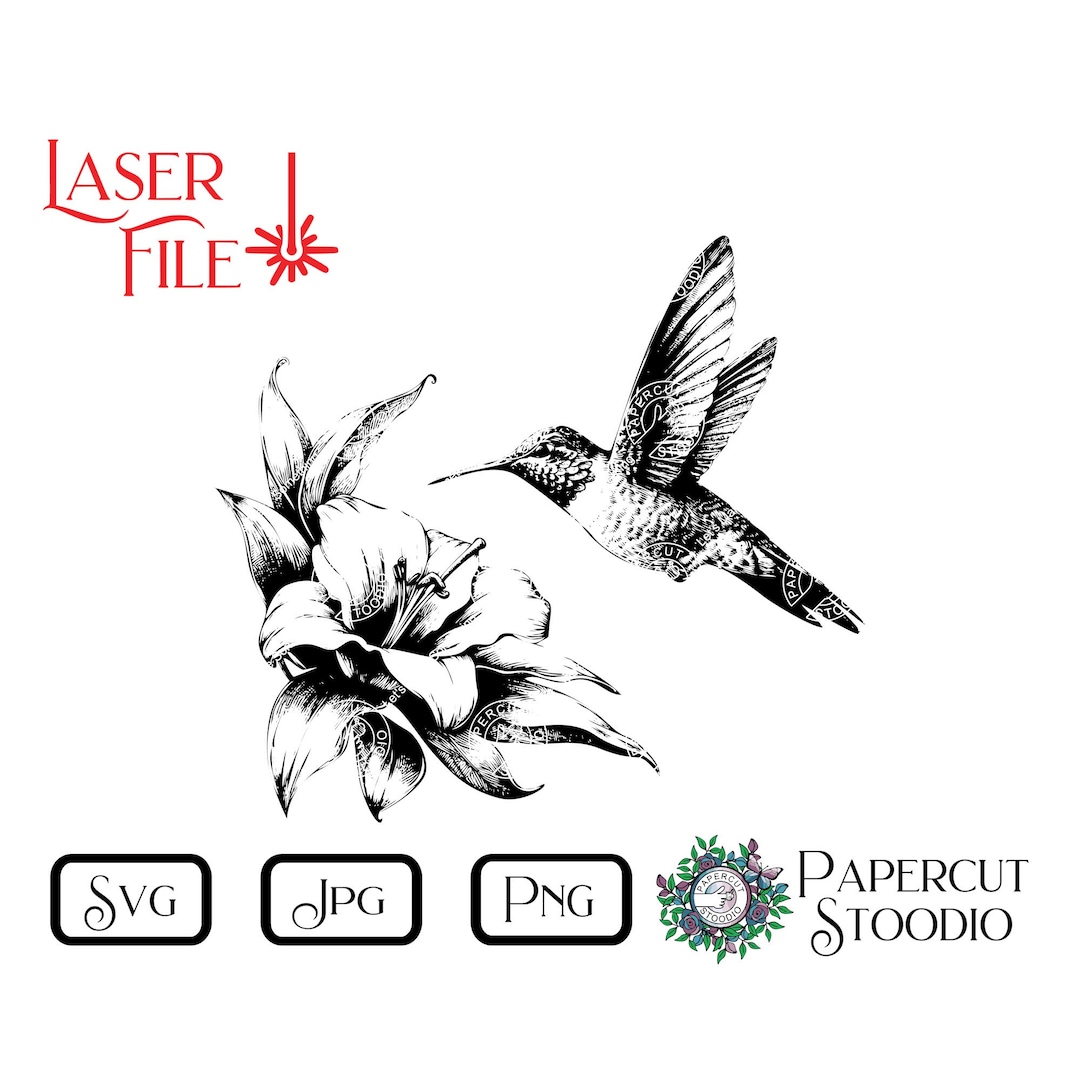 Laser Engrave File, Hummingbird Flower Svg, Digital Download for Laser ...