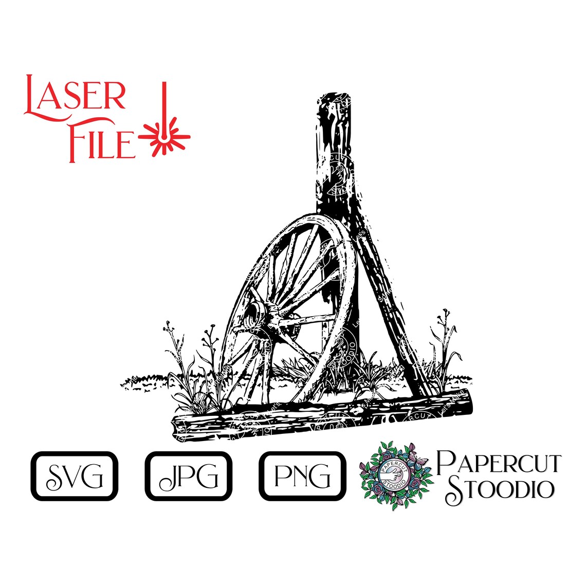 Laser Engrave File Old Wheel Scene Svg, Country Digital Download for ...