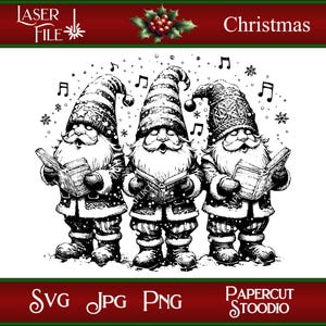 Laser Engrave File, Caroling Gnomes SVG, Lightburn Glowforge Xtool ...