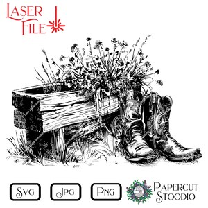 Laser Engrave File, Trough Boots Svg, Country DIY Signs Cutting Boards ...