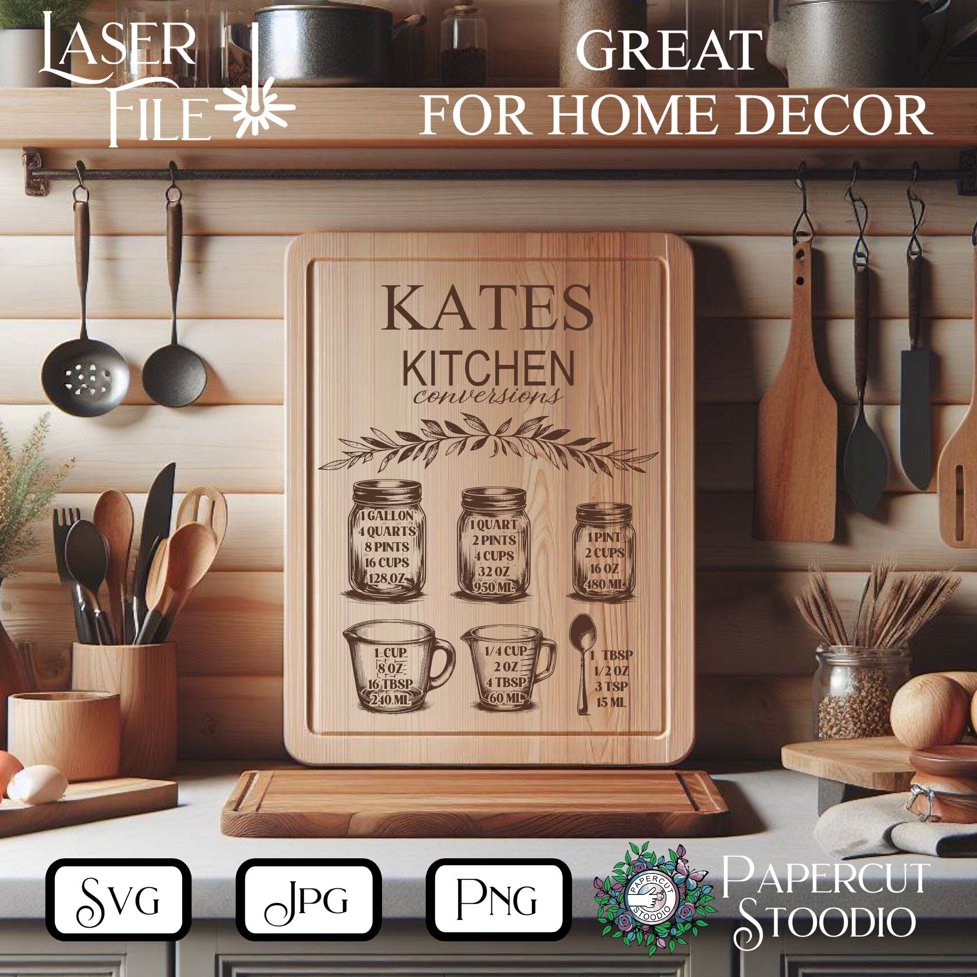 Laser Engrave File Kitchen Conversion Svg, for DIY Cutting Board ...