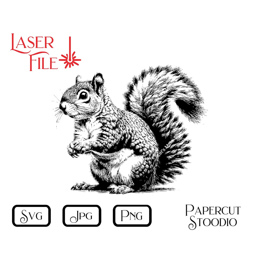 Grey Squirrel Laser Engrave File, Cabin Decor SVG PNG JPG (digital ...
