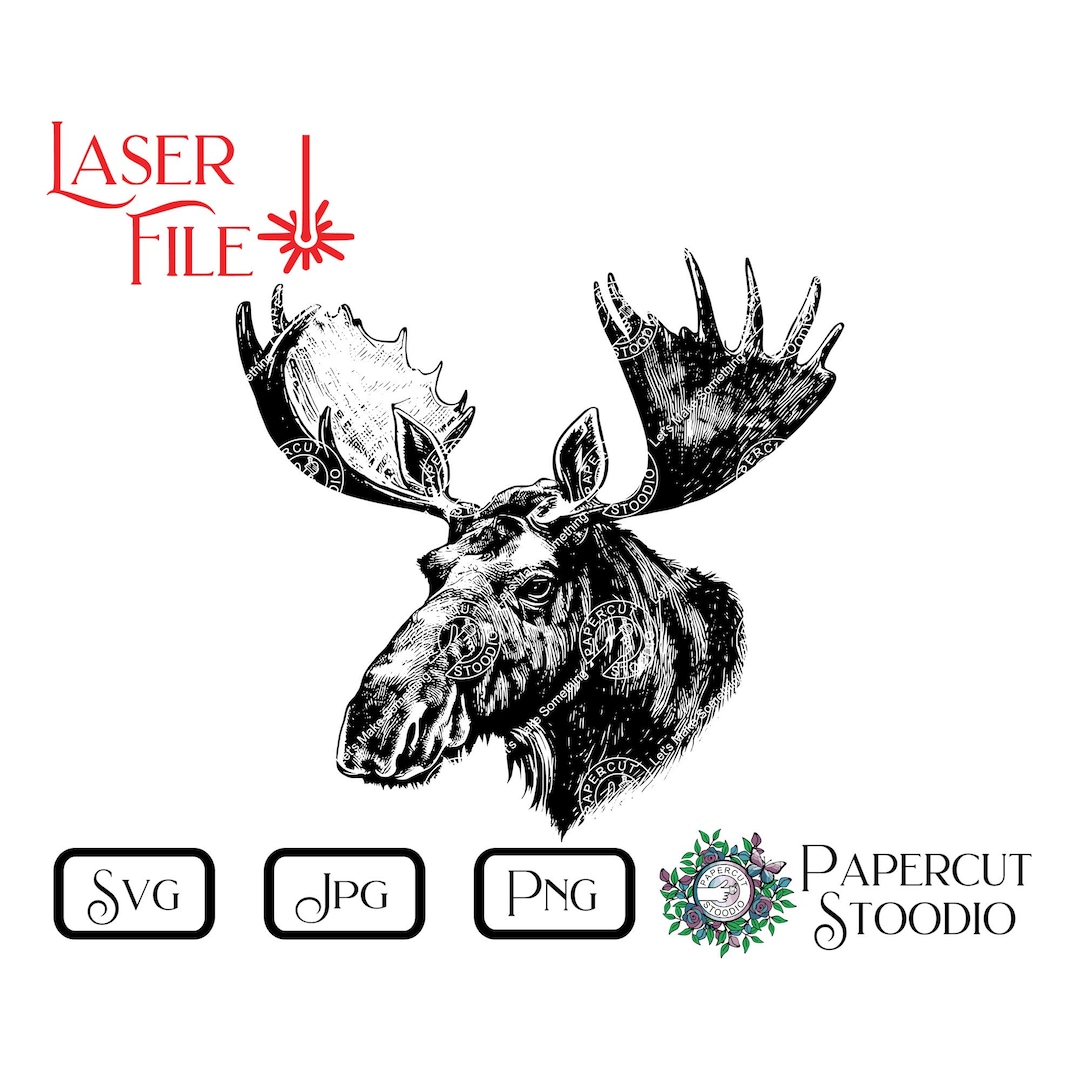 Moose Head Svg Laser Engraving File Lightburn Glowforge to - Etsy Canada