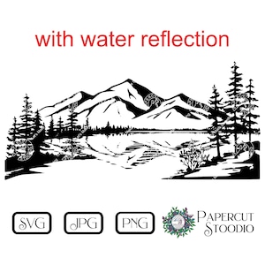 Mountain Lake Scene Svg, Cabin Forest Cutting Board Instant Download ...