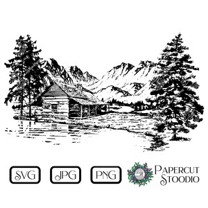Laser Engrave File Valley Cabin Svg, Mountain Creek Scenic Lake Nature ...