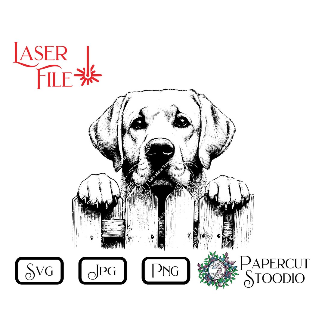Laser Engrave File, Labrador Dog Peek SVG, DIY Door Hanger Dog Fence ...
