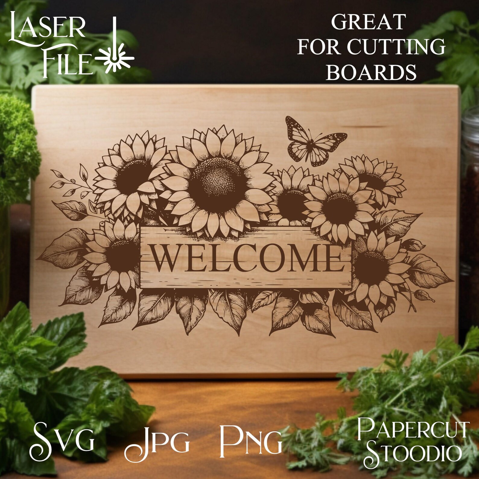 Laser Engrave File, Sunflower Sign SVG, Lightburn Glowforge Cutting ...